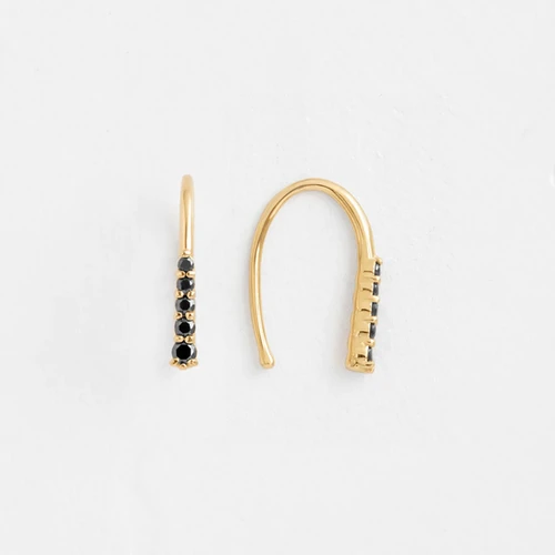 14K Solid Gold Inline Threader with Black Diamonds | The Karat Store