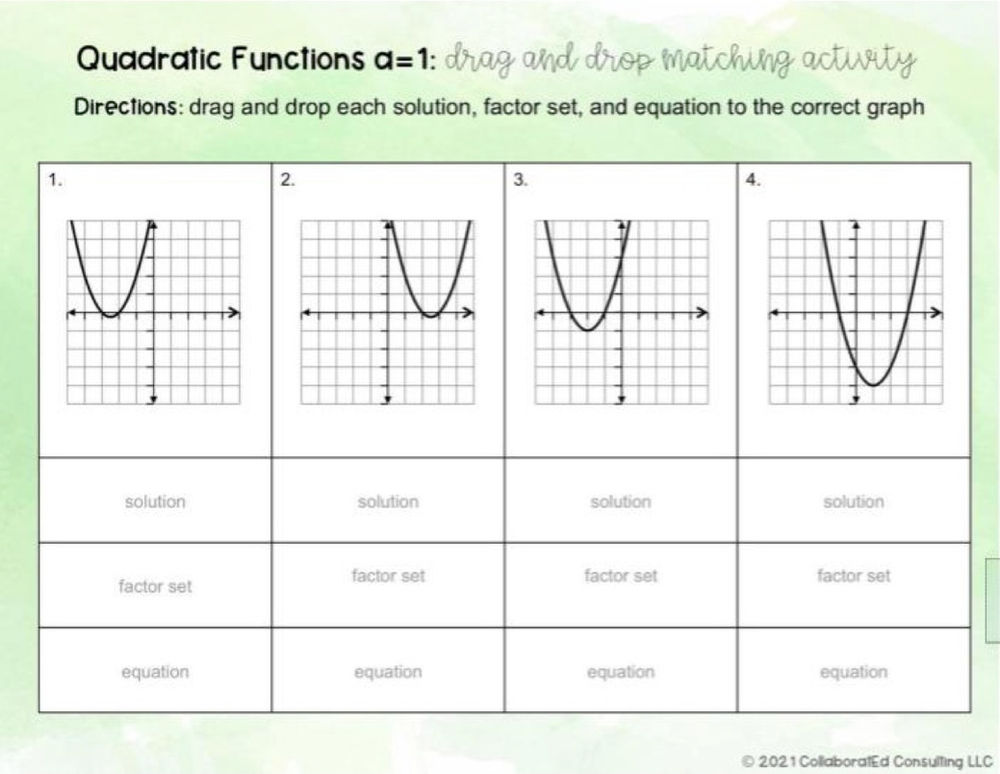 5 Fun Quadratic Functions Activities