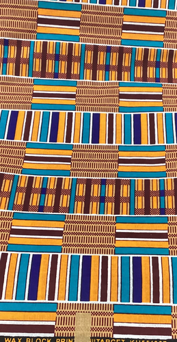 African Print Fabric, kente print, blue, turquoise, brown, burgundy ...