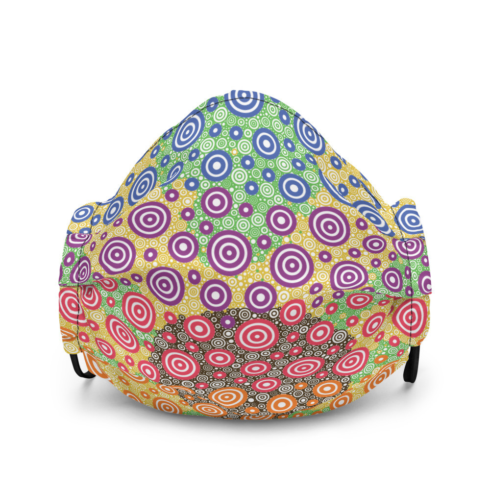 Facial masks printed with Pierre Bernard Jr's circular art