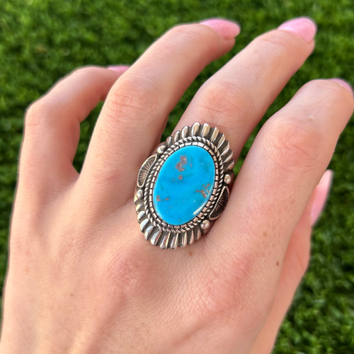 Size 9.5 Rare Blue Gem Turq Elaborate Ingot Ring Handmade by Navajo ...
