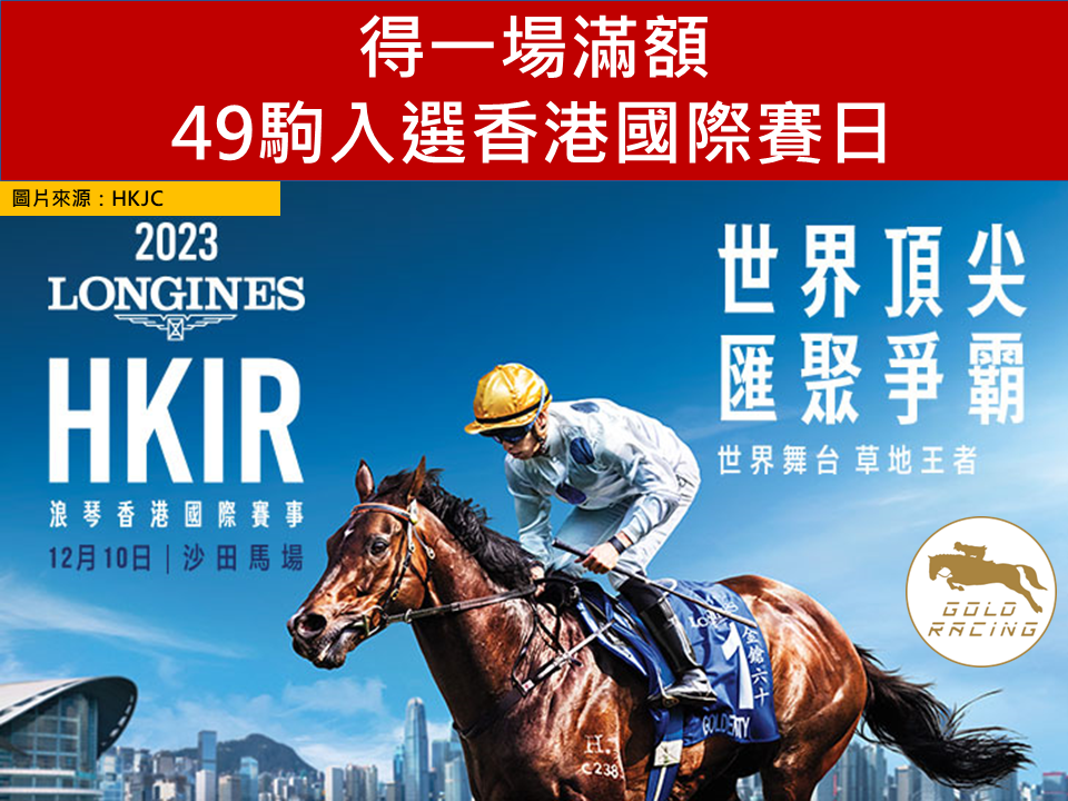 【HKIR】得一場滿額 49駒入選香港國際賽日 | goldracing