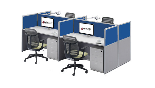 4 Seater System Panel Workstation | Amercis