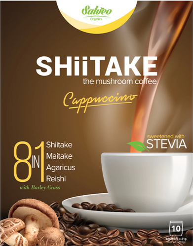 Shiitake 8-in-1 Healthy Mushroom Coffee (10 Sachets) | Salveo Barley Grass