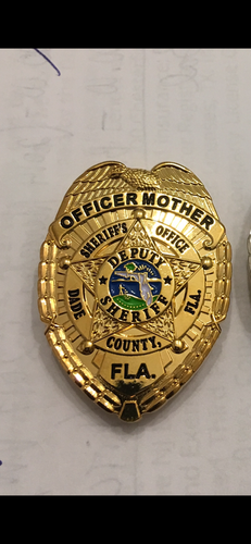 Miniature MDPD / Corrections "Officer Mother" Gold plated badge. | police