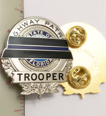Miniature FHP Nickel plated with a thin blue line. | police