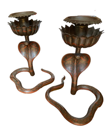 Pair Of Candlesticks Representing Cobra Snakes | Le Brun Antiques