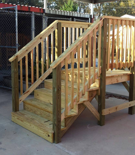 4' x 4' Deck Steps With Rails Straight Entry 5 Step 34" Deck Height ...