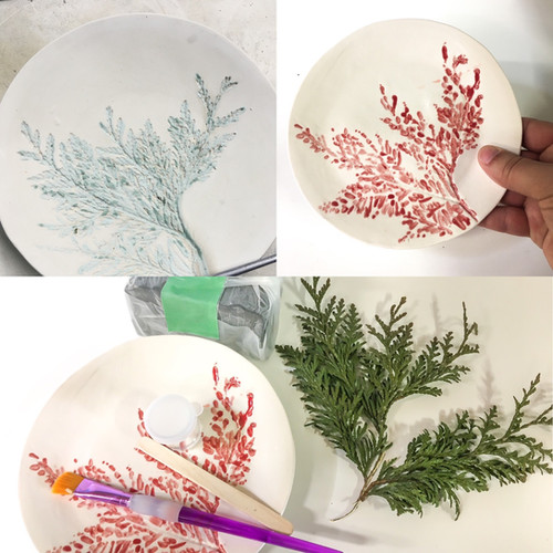Rustic footed plate kit with pressed foliage | The Crow’s Nest