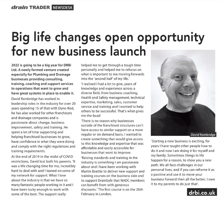 DRBi in the Drain Trader Magazine | DRBI Ltd