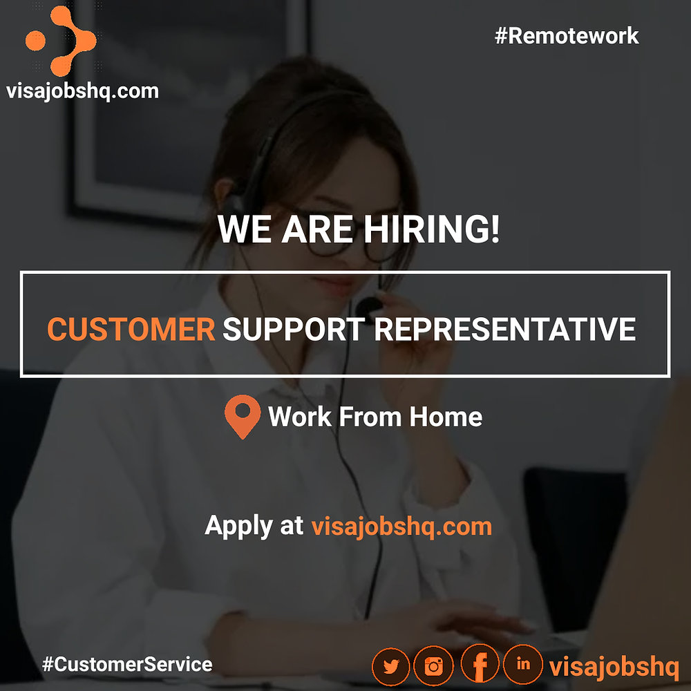 JOIN OUR CUSTOMER SUPPORT TEAM AS A CUSTOMER SUPPORT REPRESENTATIVE ...
