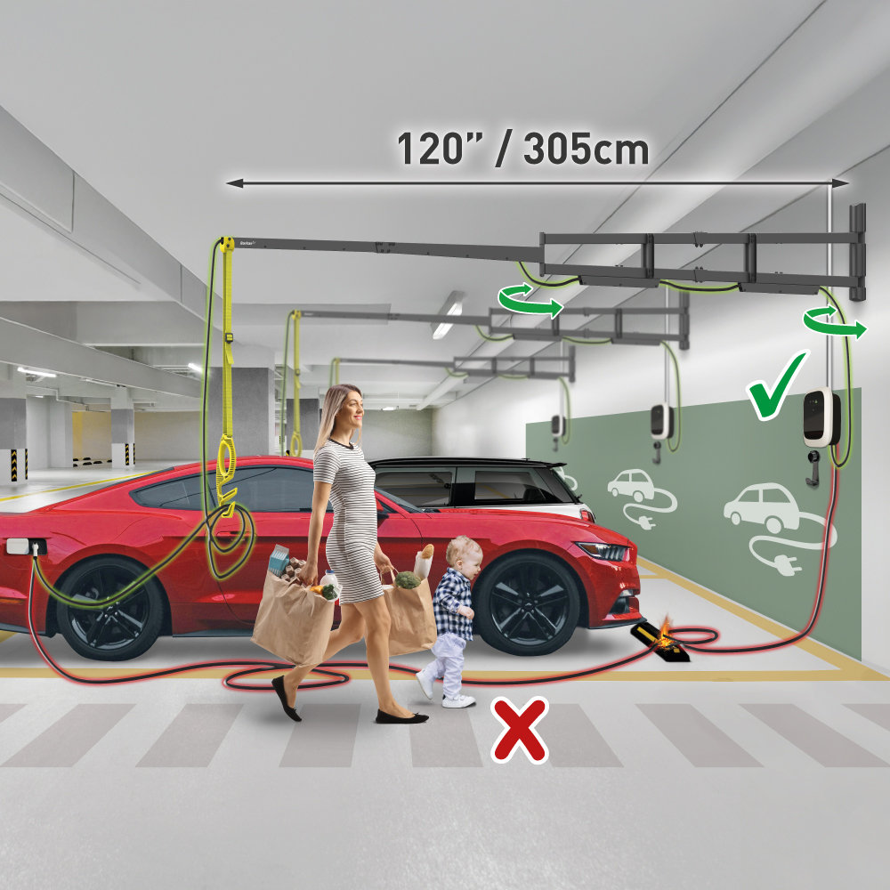 120” / 305cm Protective EV Charging Cable Wall Arm