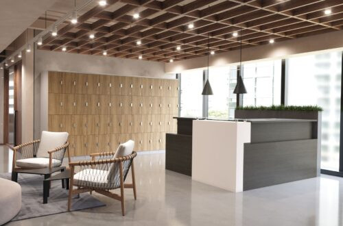 Overture Height Adjustable Reception Station for Dynamic Office Settings