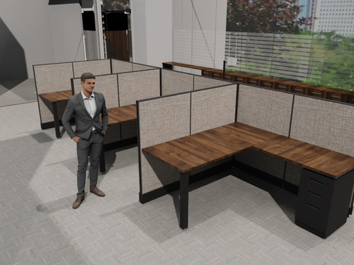 3 - 53" tall cubicles 6' x 6' single side row.