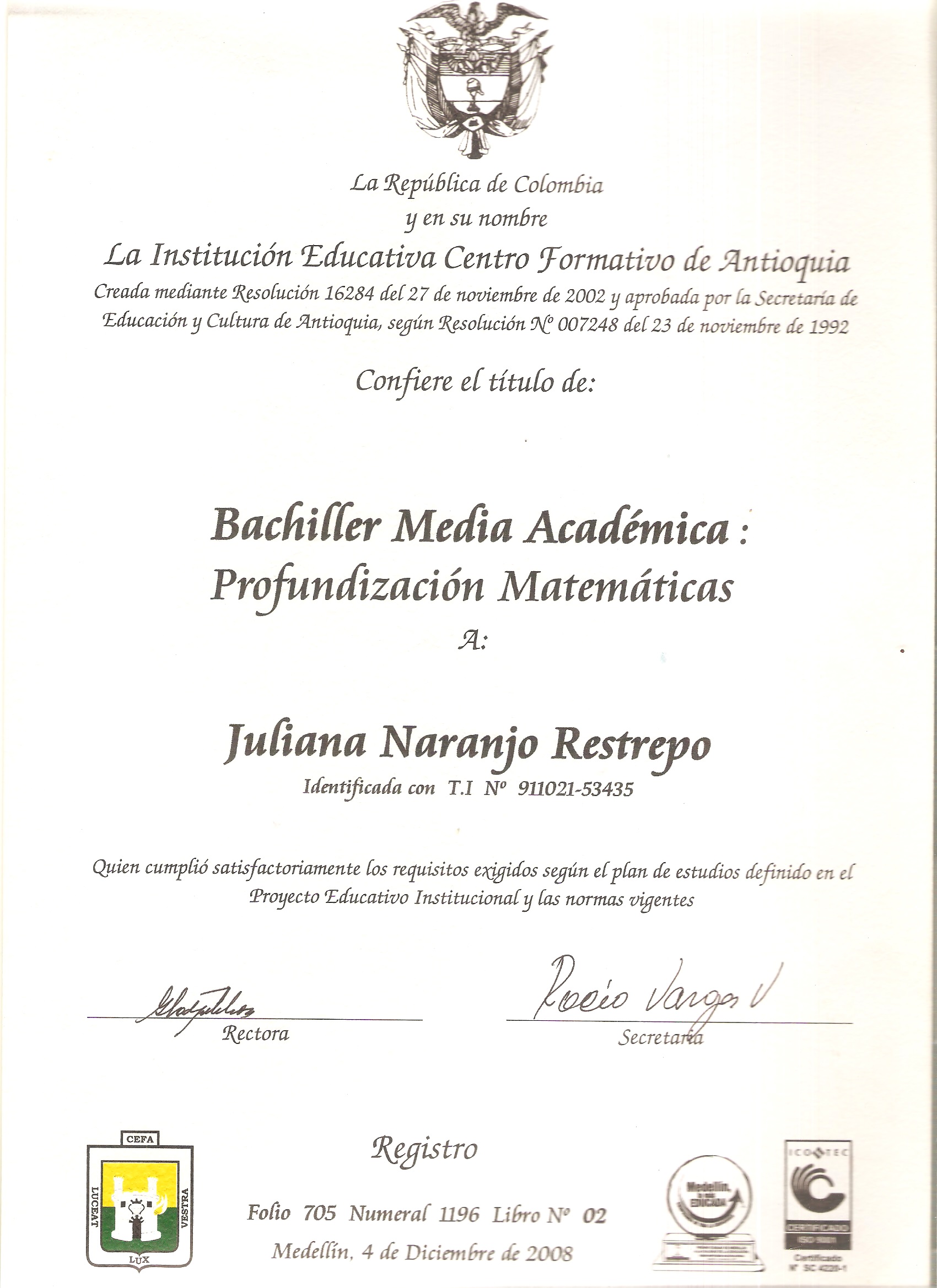 CERTIFICADOS | hojadevida