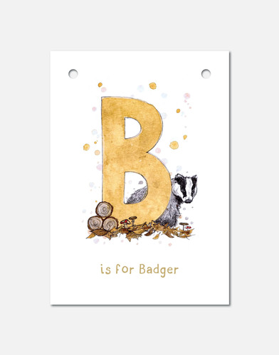 B is for Badger | Alphabet Bunting | eleanortomlinsonart
