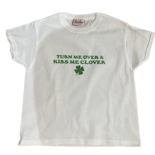 turn me over & kiss me clover baby tee | torisembroidery