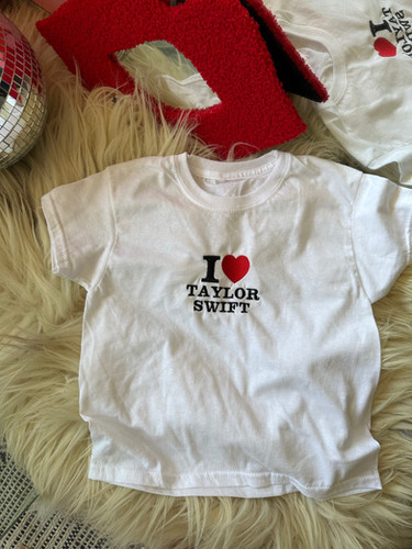 I ️ Taylor Swift Embroidered Baby Tee | torisembroidery
