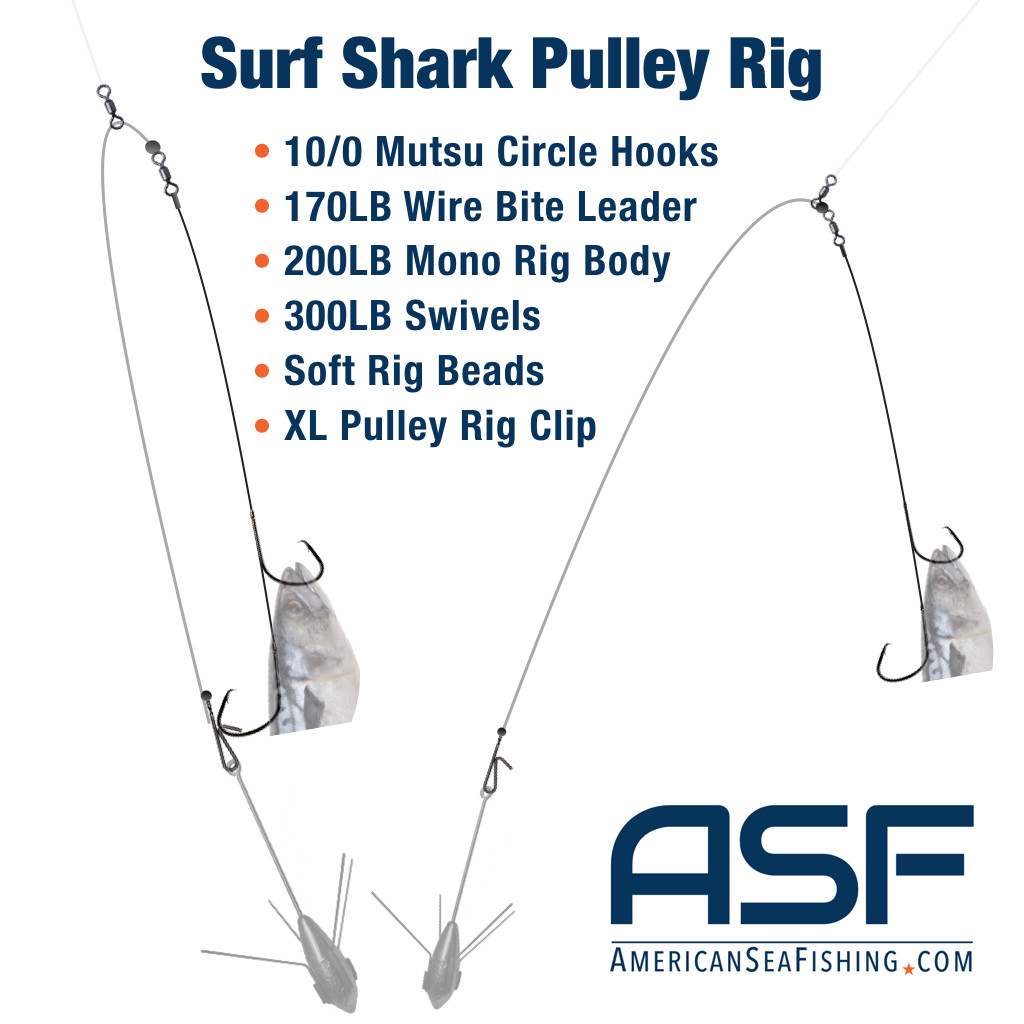 Surf Shark Pulley Rig | 10/0 Mutsu Circle Hooks, 170LB Wire