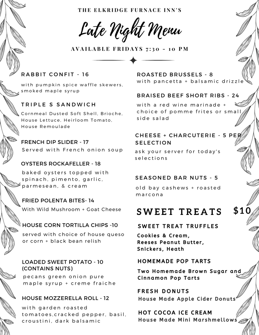 WELCOME | The Elkridge Furnace Inn