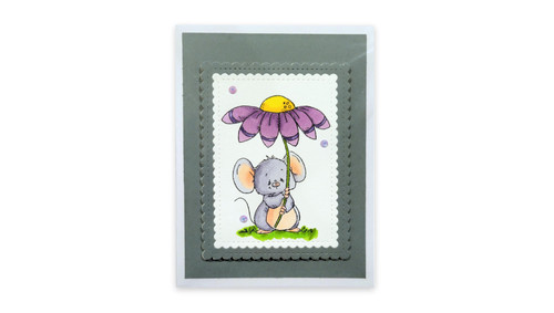 Mouse Flower Umbrella Greeting Card | Chip Chloe Squirrel