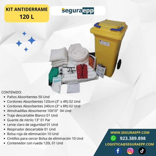 Kit Antiderrame 120 Litros | Segura EPP