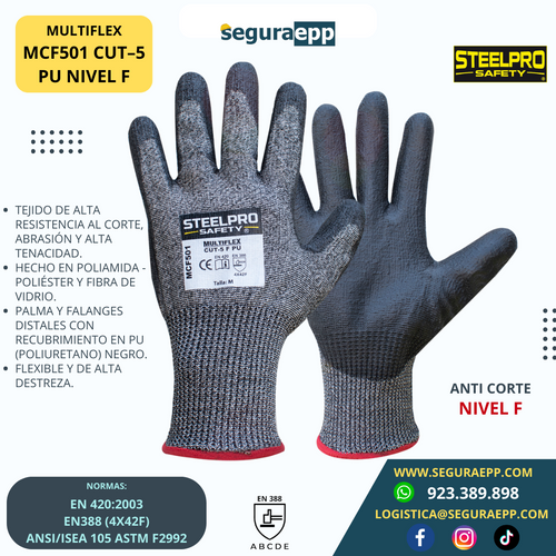 Guantes Multiflex Mcf501 - Cut 5 PU Nivel F | Segura EPP