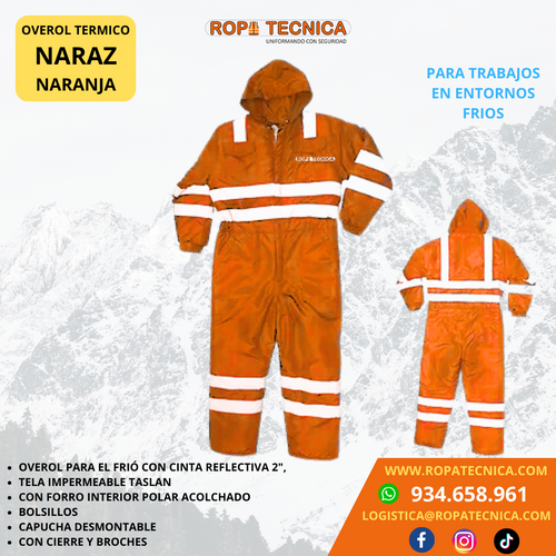 OVEROL TERMICO NARAZ - NARANJA | Ropa Tecnica