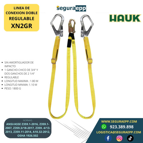 Línea de Conexión Doble Regulable XN2GR HAUK | Segura EPP