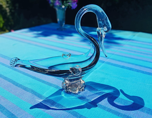 1970's smoked glass swan | LazyDazy Vintage