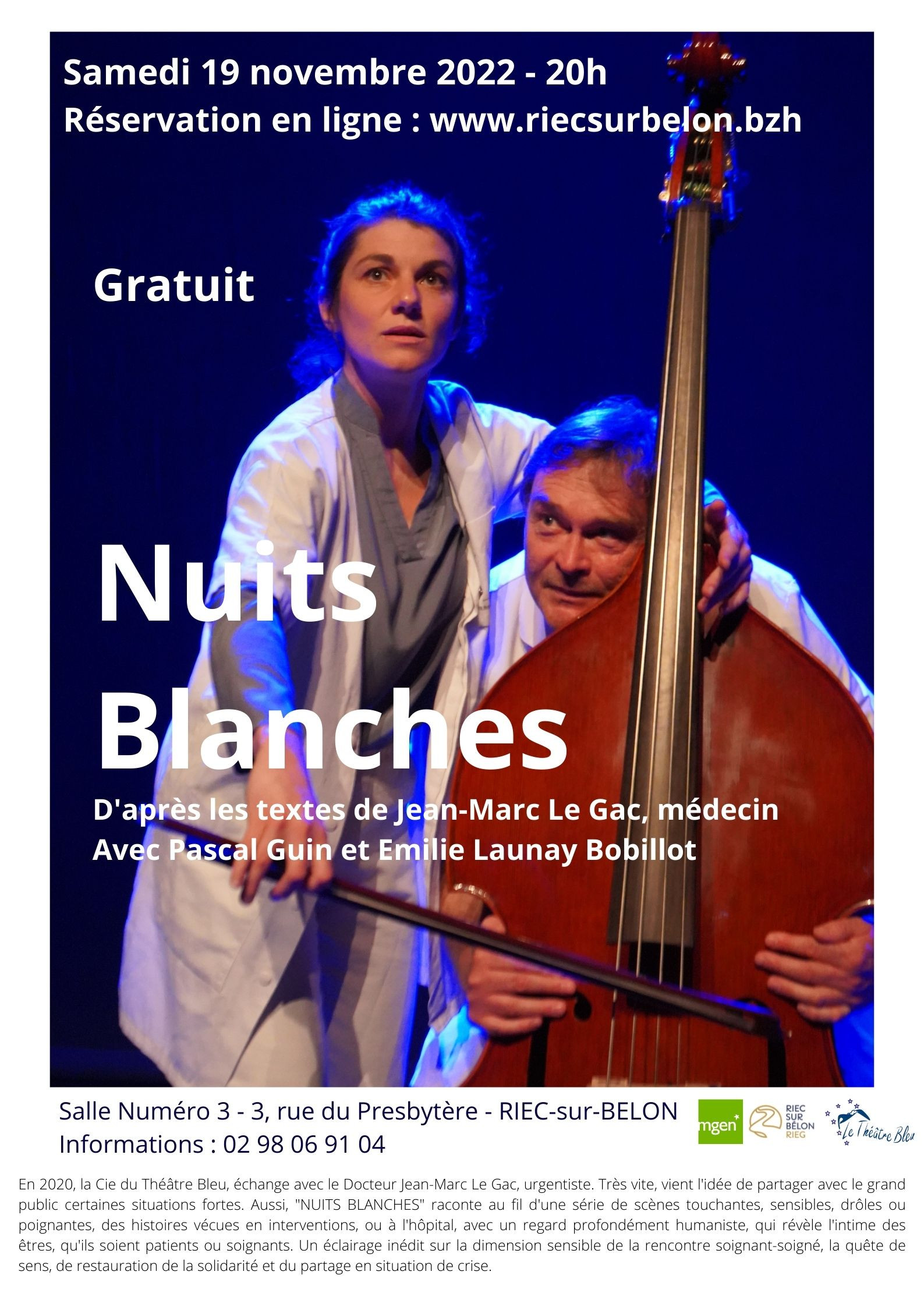 Pièce de théâtre "NUITS BLANCHES" à la Numéro 3 ! | Riec-sur-Bélon