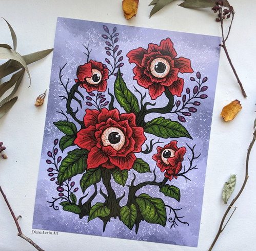 Peepers Creepers 11" x 14" Art Print | ghoulishbunnystudios