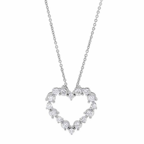 My Love: Open Heart Diamond Medallion in 10k White Gold | heart-knot