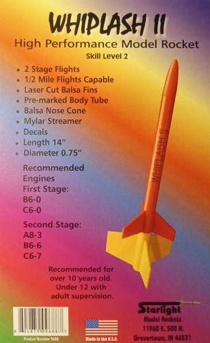 Starlight Whiplash II model rocket kit | Starlight rockets