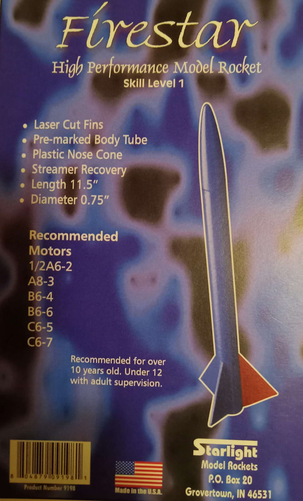 Starlight Firestar model rocket kit | Starlight rockets