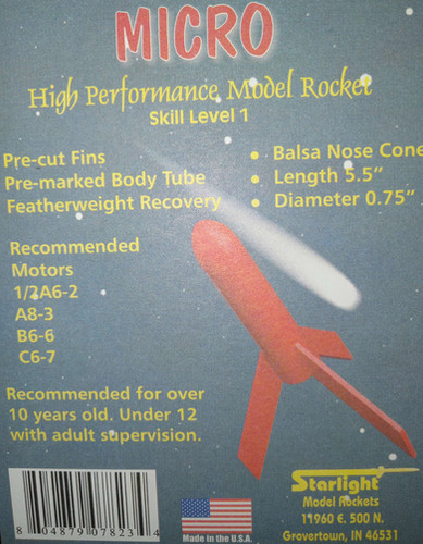 Starlight Micro model rocket kit | Starlight rockets