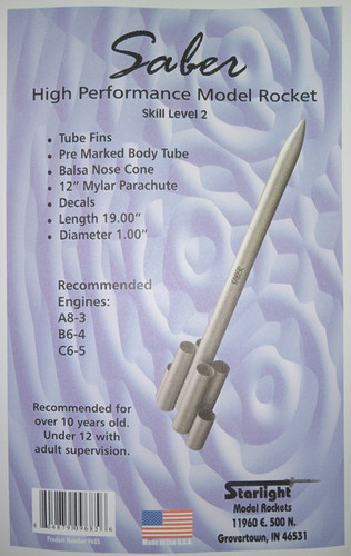 Saber model rocket kit | Starlight rockets