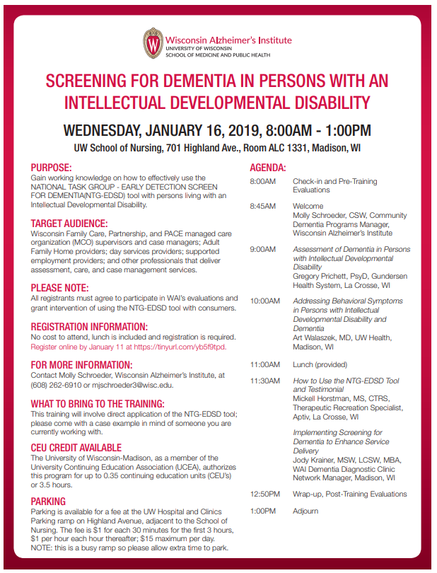 Screening for Dementia in Persons with an Intellectual Developmental ...