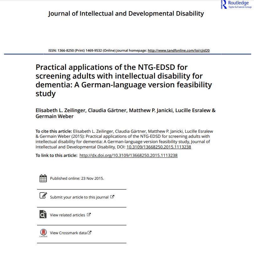 Practical applications of the NTG-EDSD for screening adults with ...