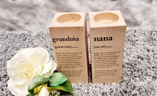 Grandma/nan/nanny, definition wood engraved tall single tea light ...