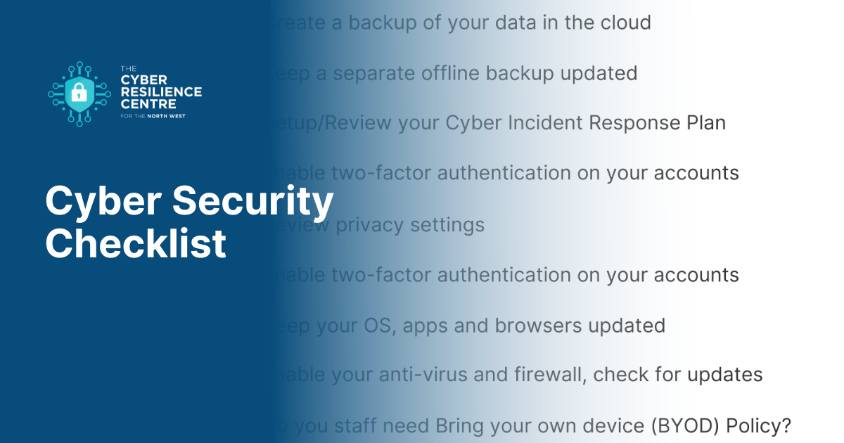 Cyber Security Checklist | North West Cyber Resilience Centre