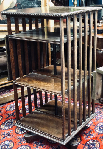 Edwardian revolving mahogany bookcase | Castaway Vintage