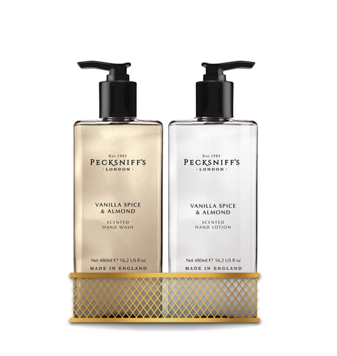 Winter Vanilla Spice & Almond Handwash & Lotion Caddy 480ml | Pecksniff's