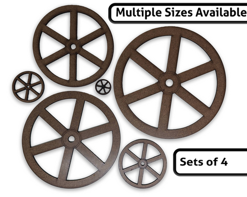 6 spoke wheels for crafts (Set of 4), wooden wheels, Composite Wood ...