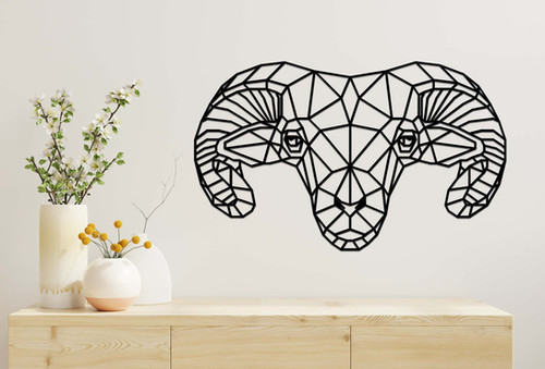 Geometric Ram (Sagittarius) Head, Gloss Black HDF, Medium, Large | Wild ...