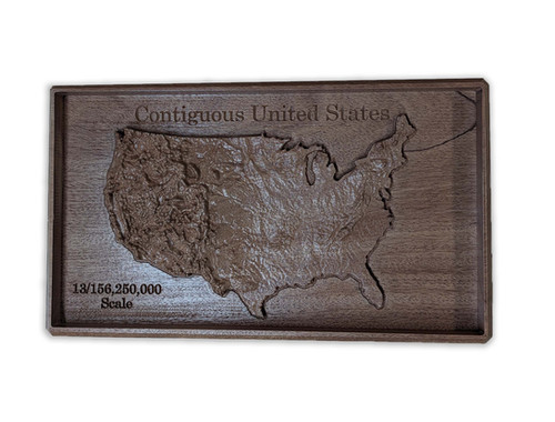 3D carved Topographical Map of the United States, Solid Mahogany, Made ...