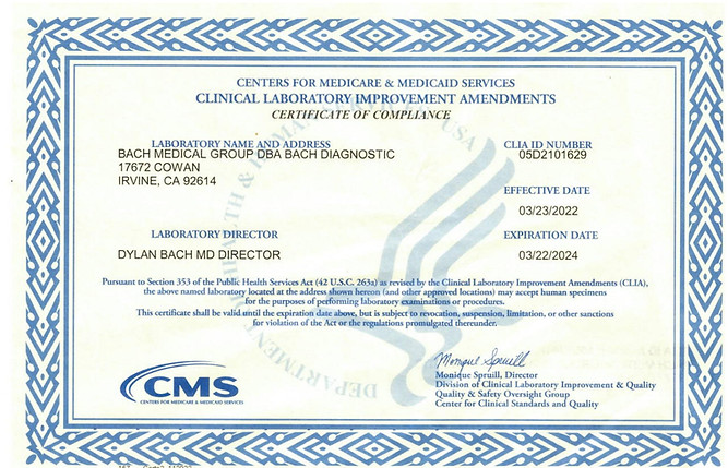 Clia Certification | Bach Pathology