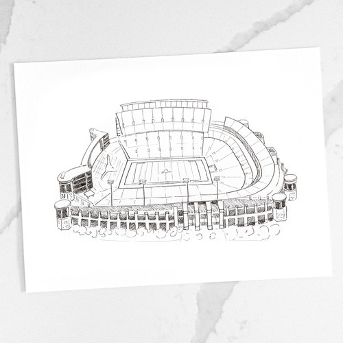 Longhorn - DKR Stadium Print - Pen & Ink | Watercolor Manuel