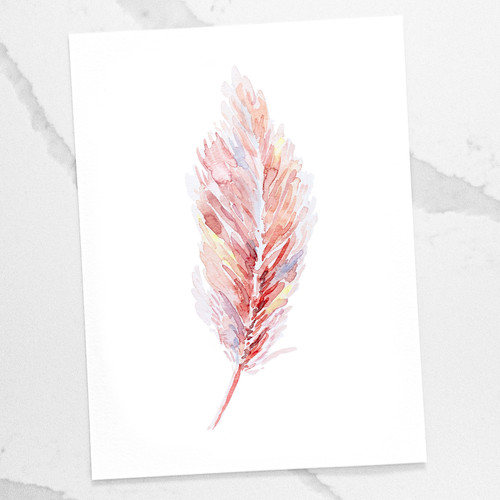 Pink Feather Print | Watercolor Manuel