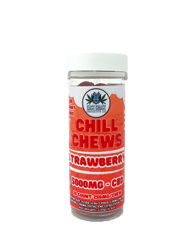 "HIGH DOSE CHILL CHEWS" CBD & THC GUMMIES: STRAWBERRY | EastCoastCollective